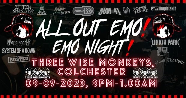 All Out Emo! (tribute To The Kerrang! Era) at Three Wise Monkeys ...