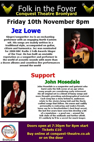 Folk in the Foyer: Jez Lowe Support: John Mosedale | Data Thistle
